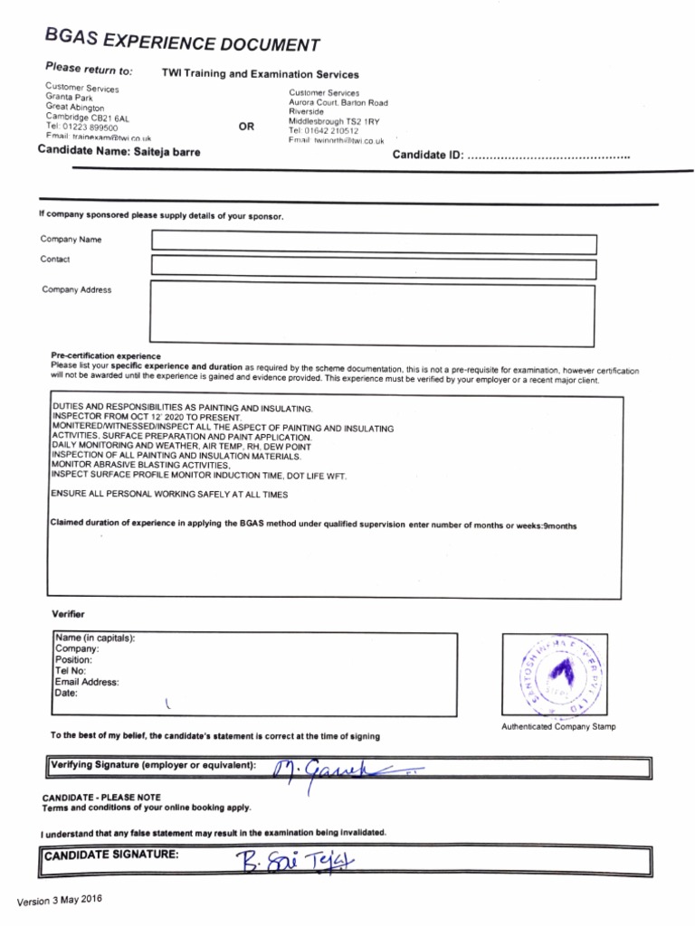 Bgas Experience | PDF