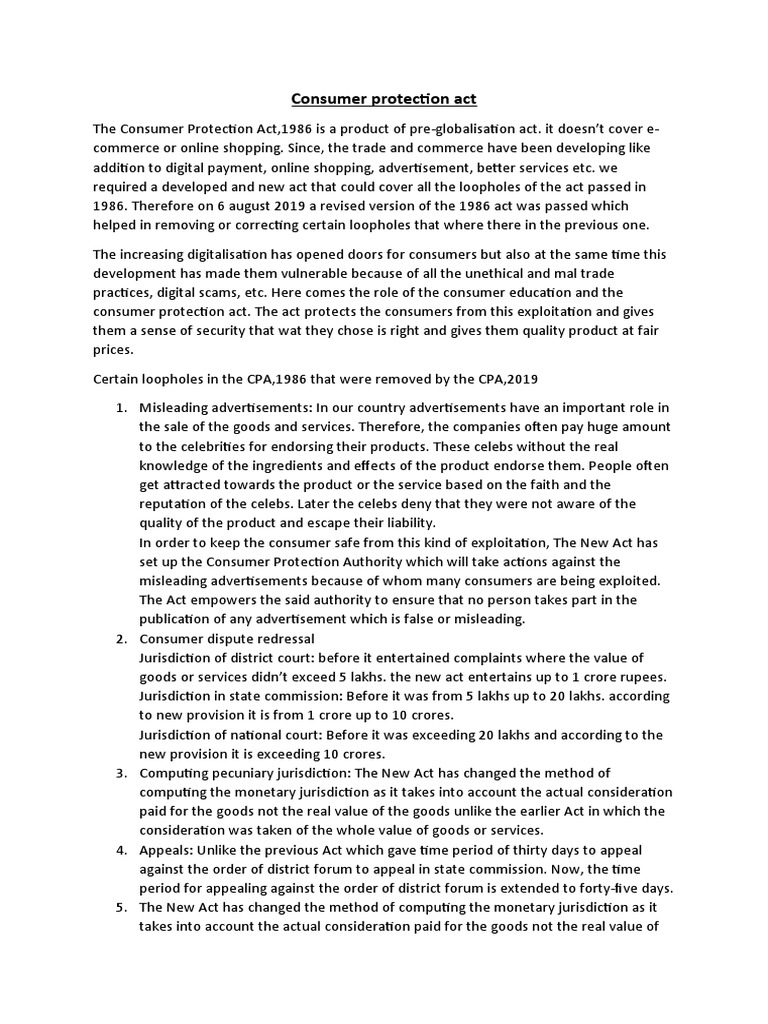 Consumer Protection Act | PDF | Product Liability | Legal Liability