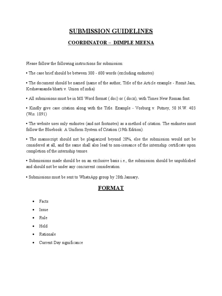 SUBMISSION GUIDELINES & Topic List | PDF | Detention (Imprisonment ...