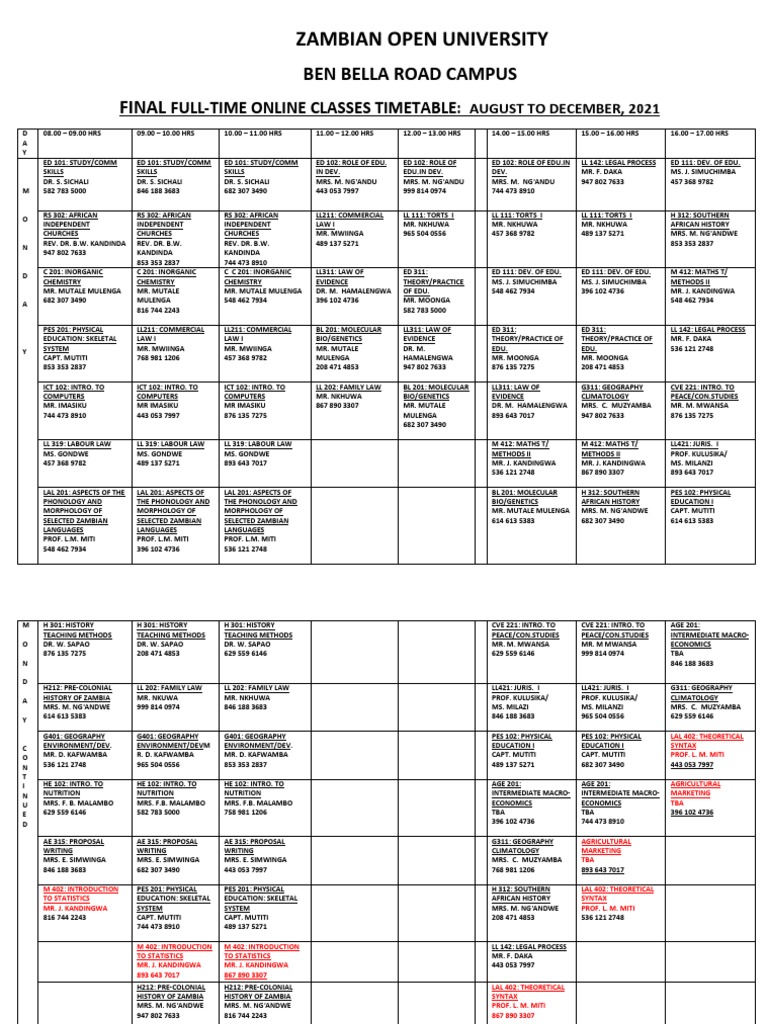 Full Time School Time Table Student Copy 1 | PDF | Academia | Science