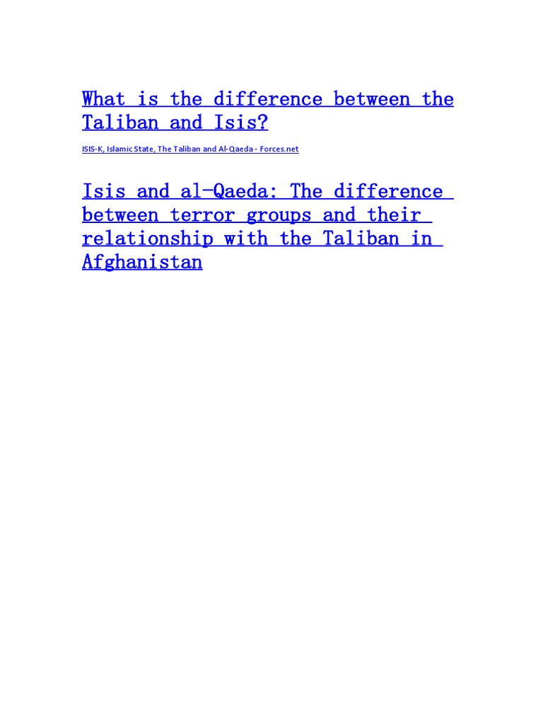 Differences Between Isis The Taliban Is Al Qaeda Pdf