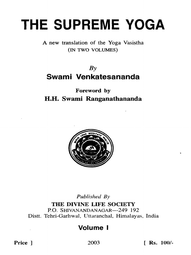Swami Venkatesananda - The Supreme Yoga (A New Translation of The Yoga ...