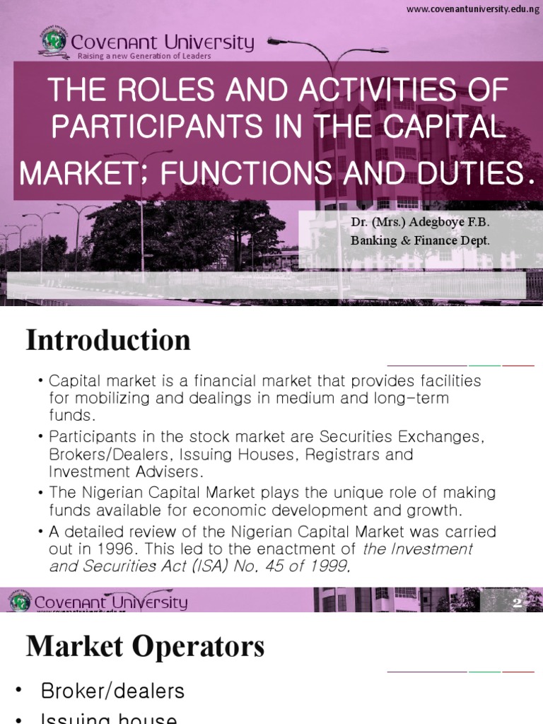 Role of Participants of The Stock Market | PDF | Securities (Finance ...