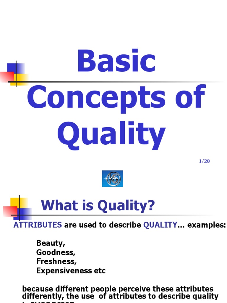 Basic Concepts of Quality1 | PDF | Iso 9000 | Quality Assurance