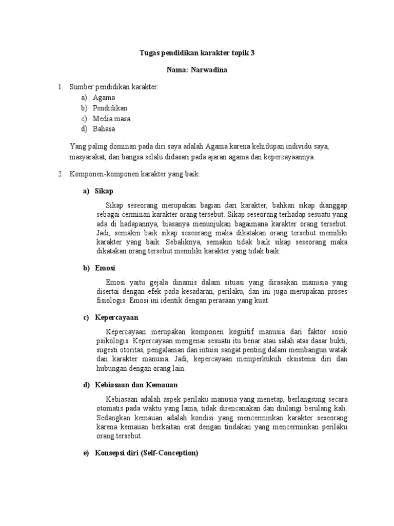 Tugas Pendidikan Karakter | PDF