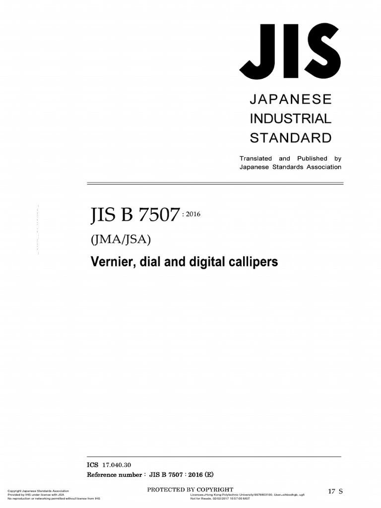 Jsa Jis B 7507 2016 | Download Free PDF | Metrology