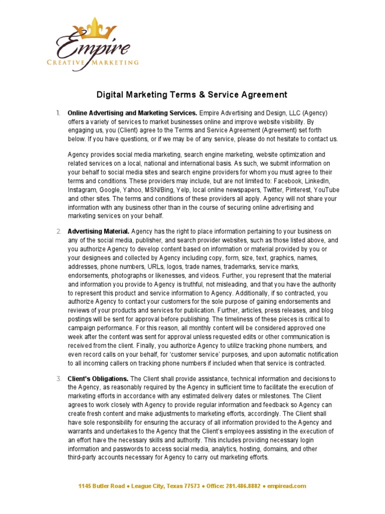 Digital Marketing Terms and Service Agreement | PDF | Search Engine ...