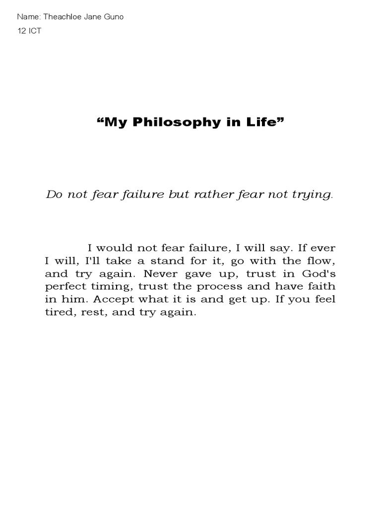 My Philosophy in Life | PDF