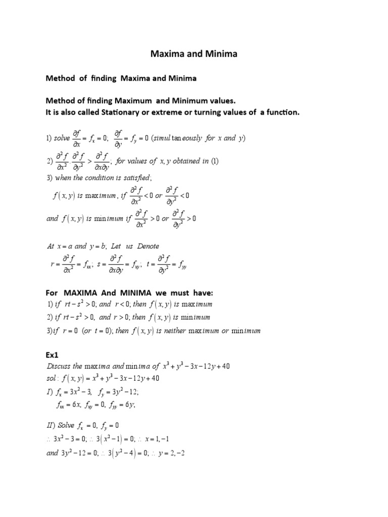 Btech Sem I Maxima Minima Pdf Maxima And Minima Trigonometric Functions