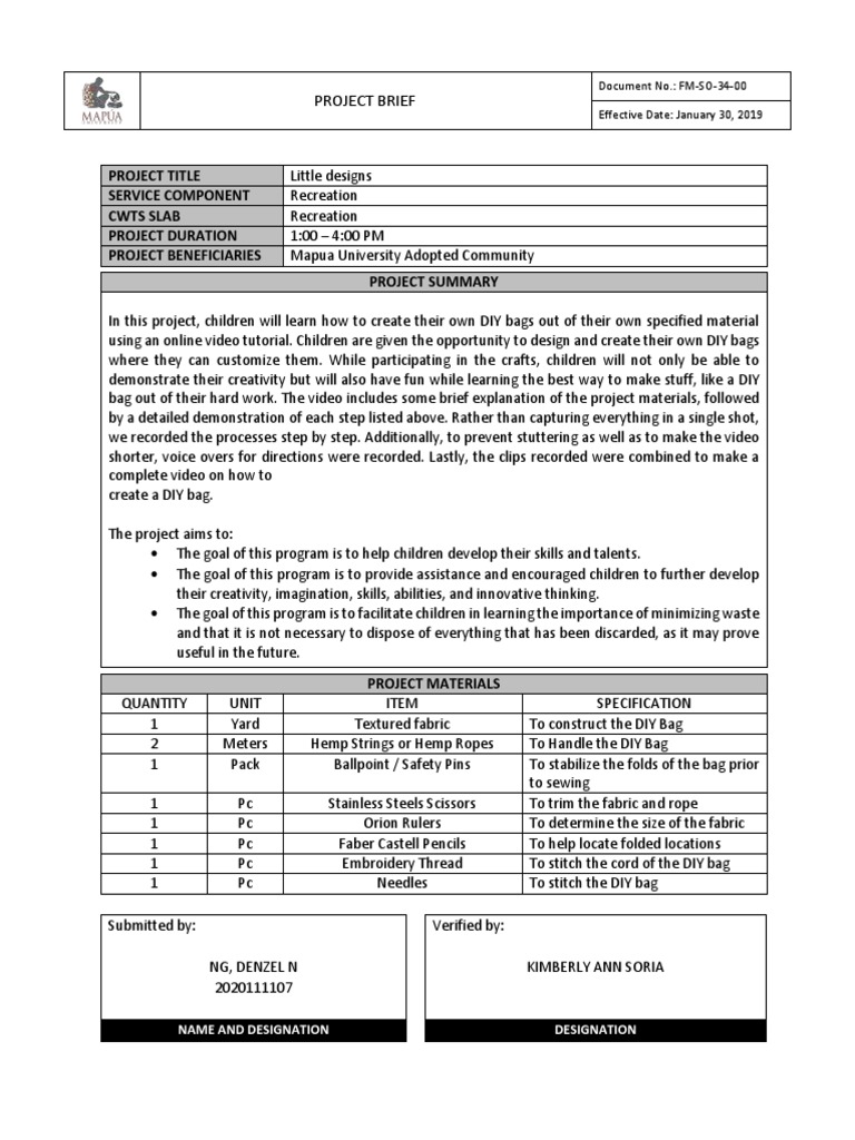 Project Brief: Project Title Service Component Cwts Slab Project ...