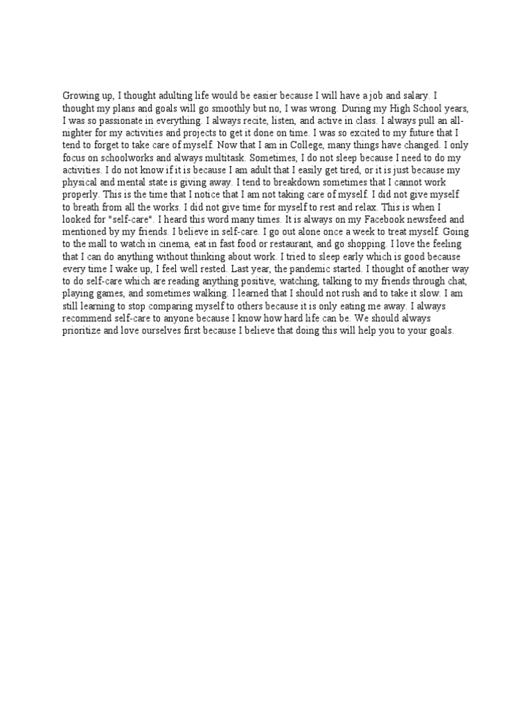 Self-Care Speech | PDF