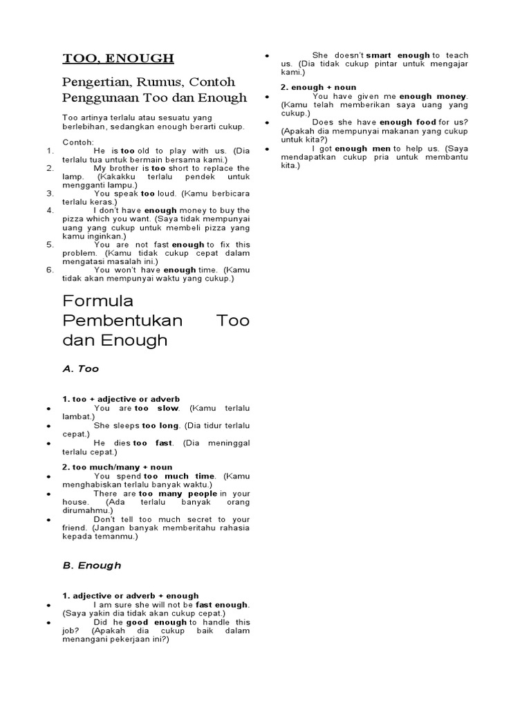 Too Enough | PDF
