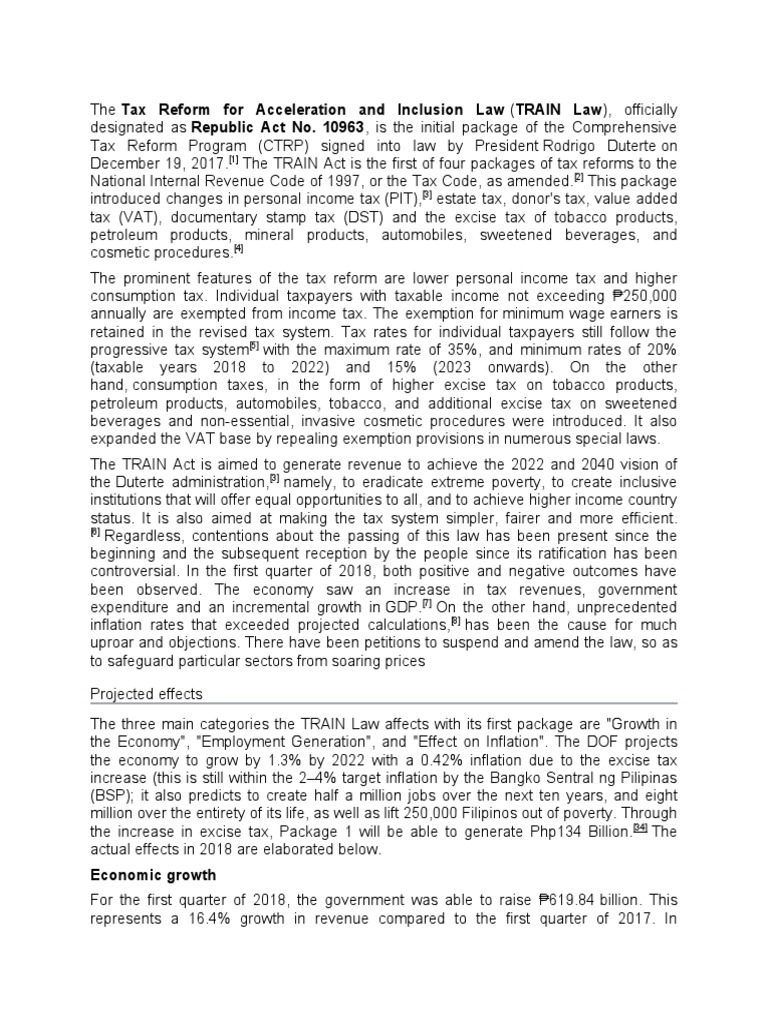 Train Law | PDF | Taxes | Economic Growth