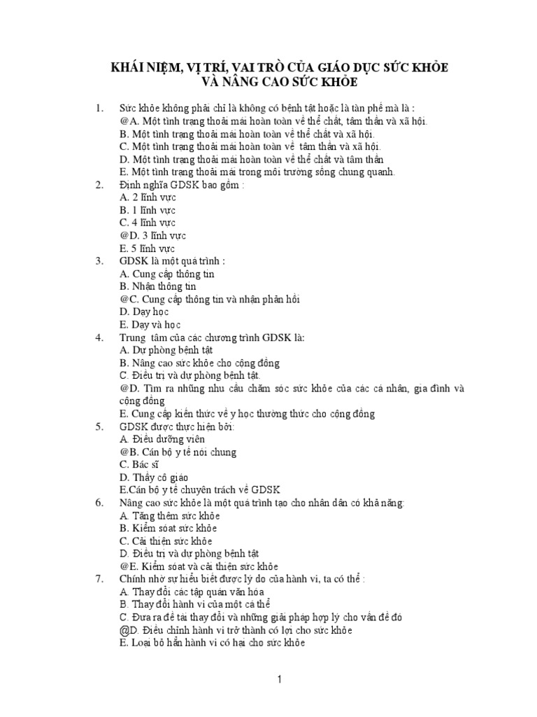 trắc nghiệm GDSK | PDF