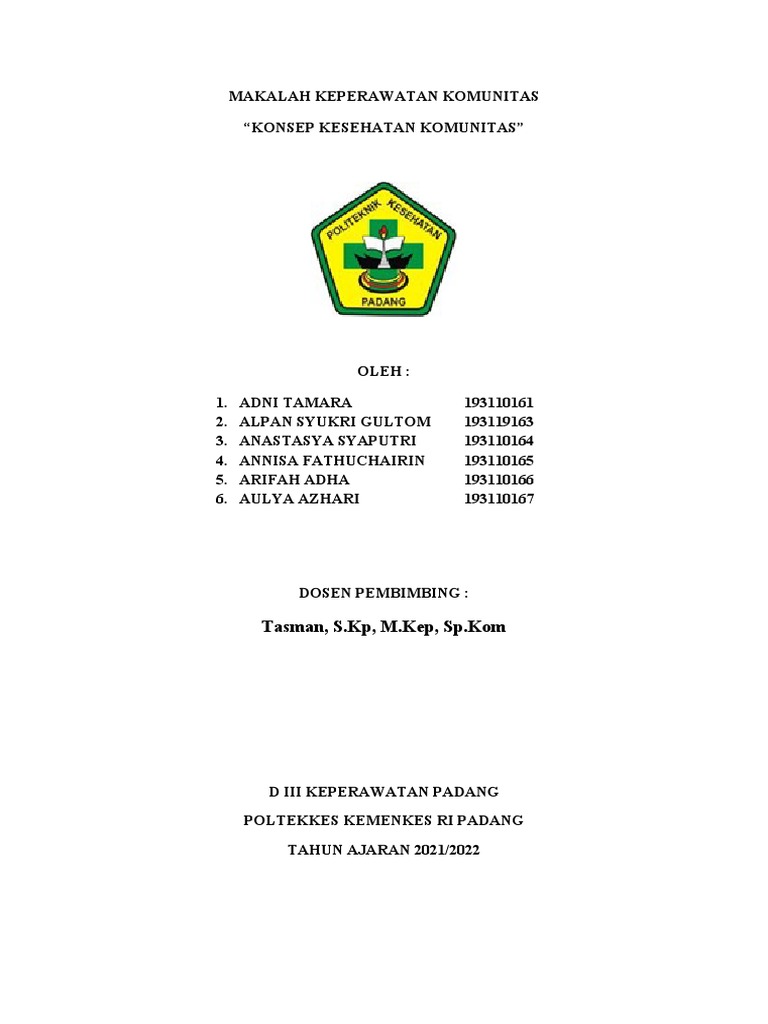 Kelompok 1 - Makalah Konsep Kesehatan Komunitas | PDF | Pengembangan Diri