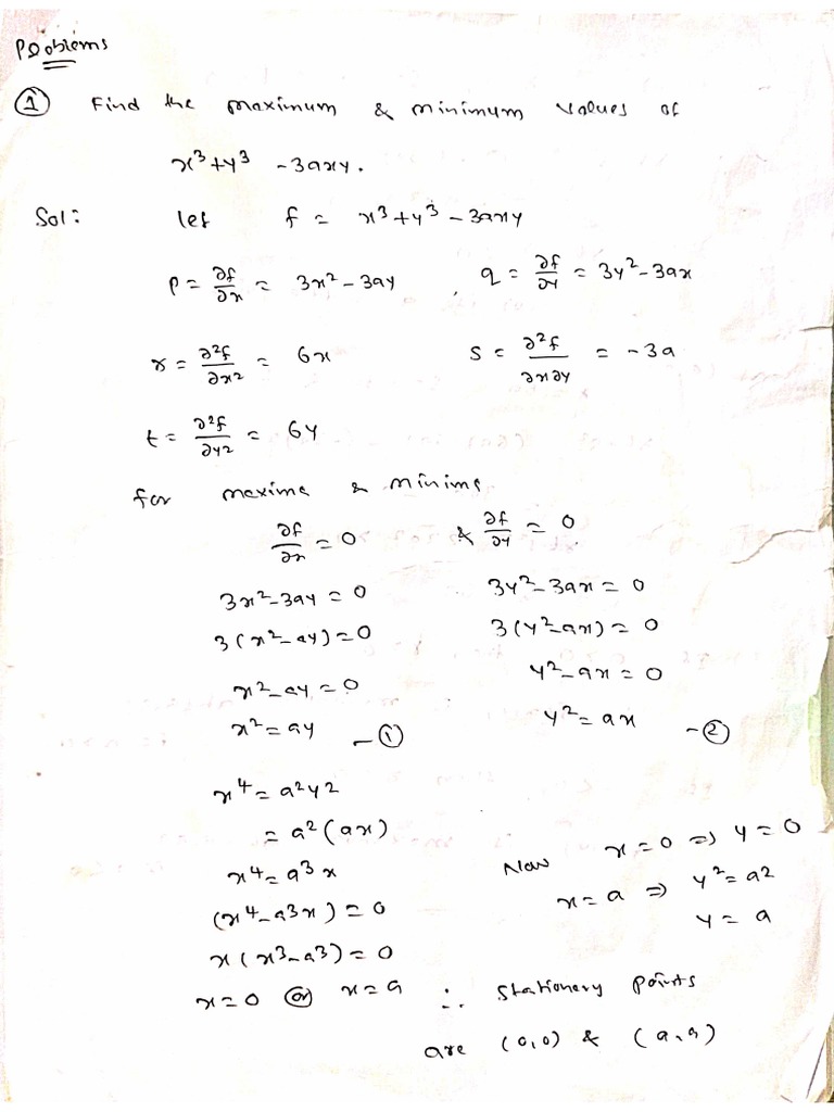 Maxima Minima Problems With Solutions | PDF
