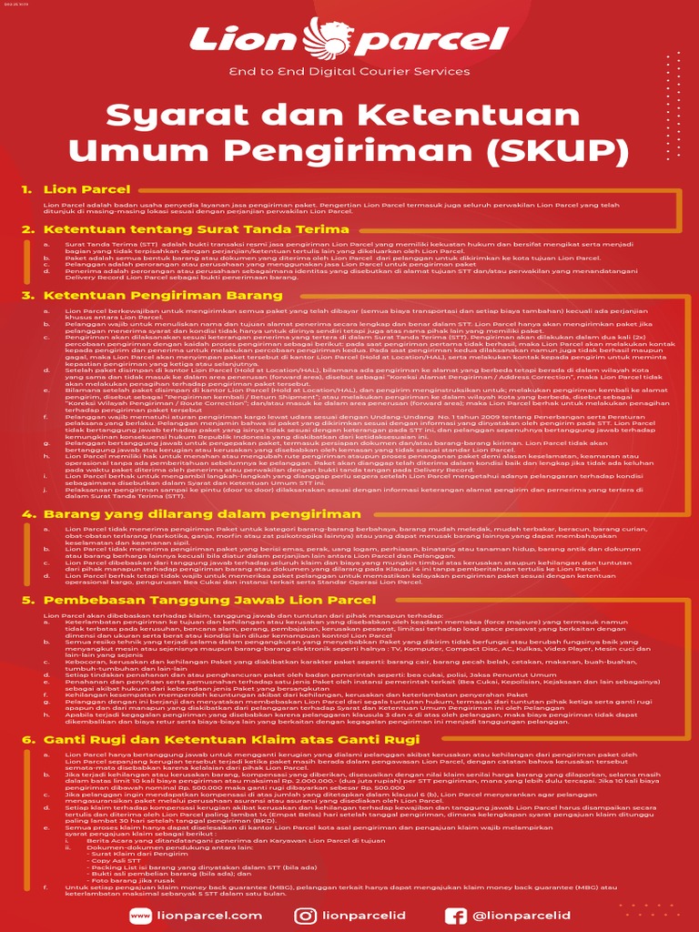 Syarat Dan Ketentuan Umum Pengiriman (SKUP) R02.25.10.19 | PDF