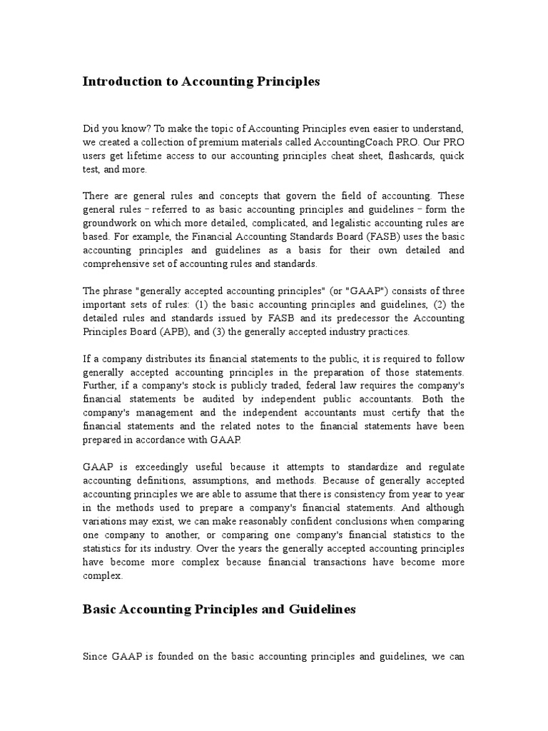 Understanding Basic Accounting Principles | PDF | Debits And Credits ...