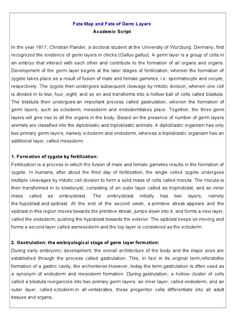 Fate Maps & Fate of Germ Layers | PDF | Biological Processes ...