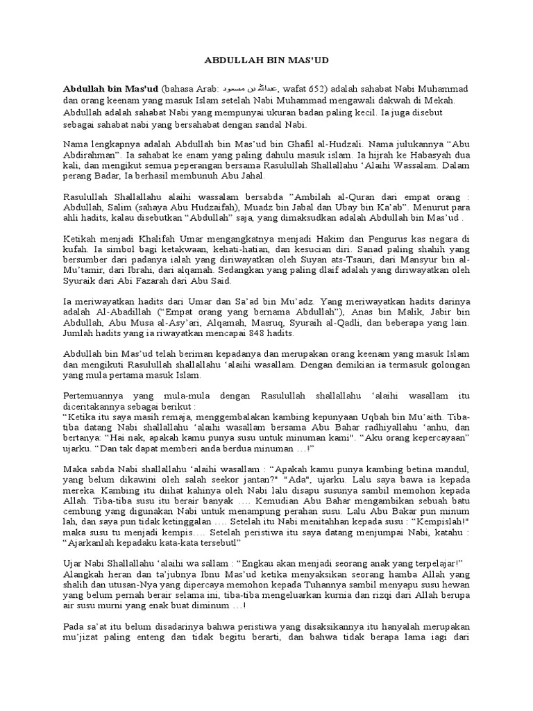 Abdullah Bin Mas'ud | PDF
