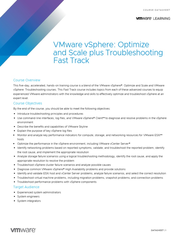 VMware Vsphere Optimize and Scale Plus Troubleshooting Fast Track V7 U1 | PDF | Troubleshooting ...