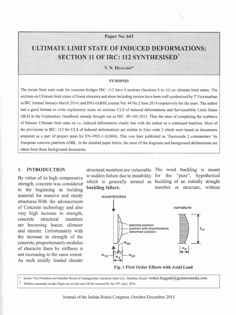 Ultimate Limit State of Induced Deformation - Sec. 11 of IRC 112 J IRC ...