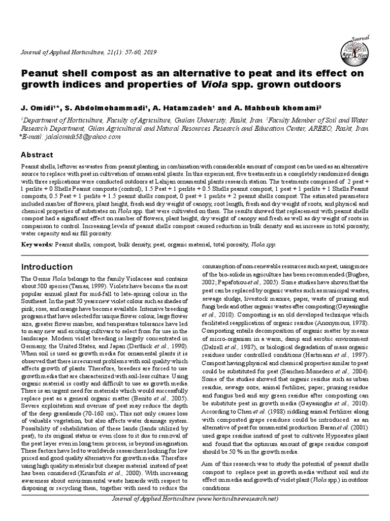Peanut Shell Compost As An Alternative To Peat and Its Effect On Growth ...