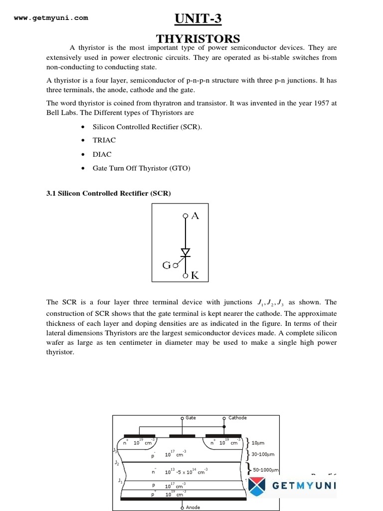 Electrical Engineering Engineering Power Electronics Thyristors Notes