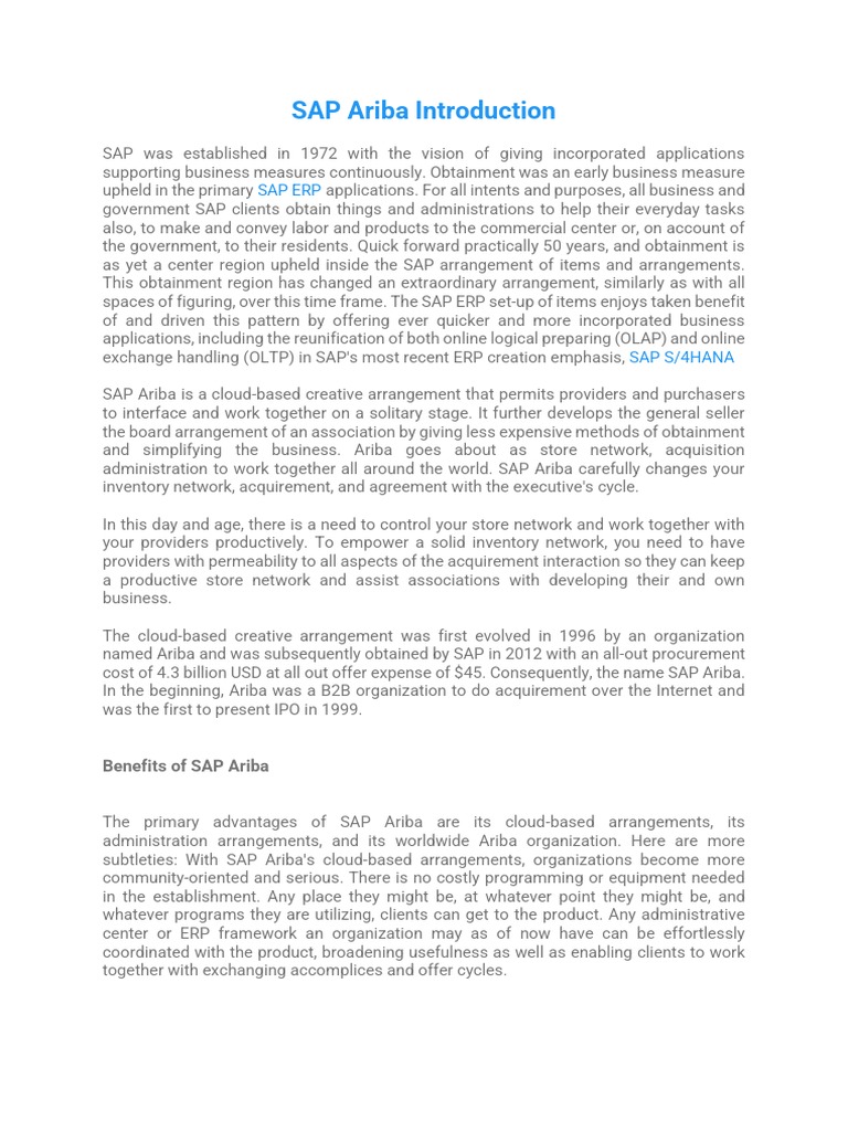 SAP Ariba Introduction | PDF | Cloud Computing | Gateway ...