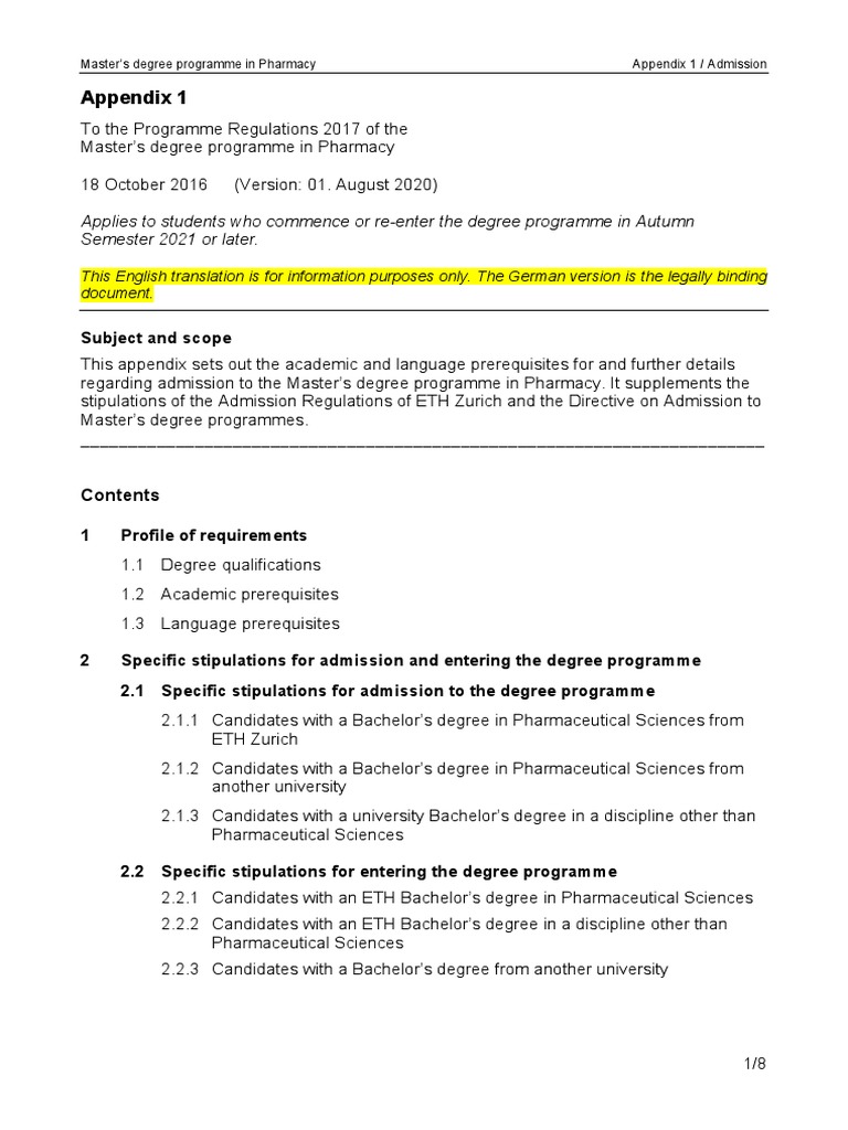 MSC Pharmacy Appendix | PDF | Academic Degree | University And College ...