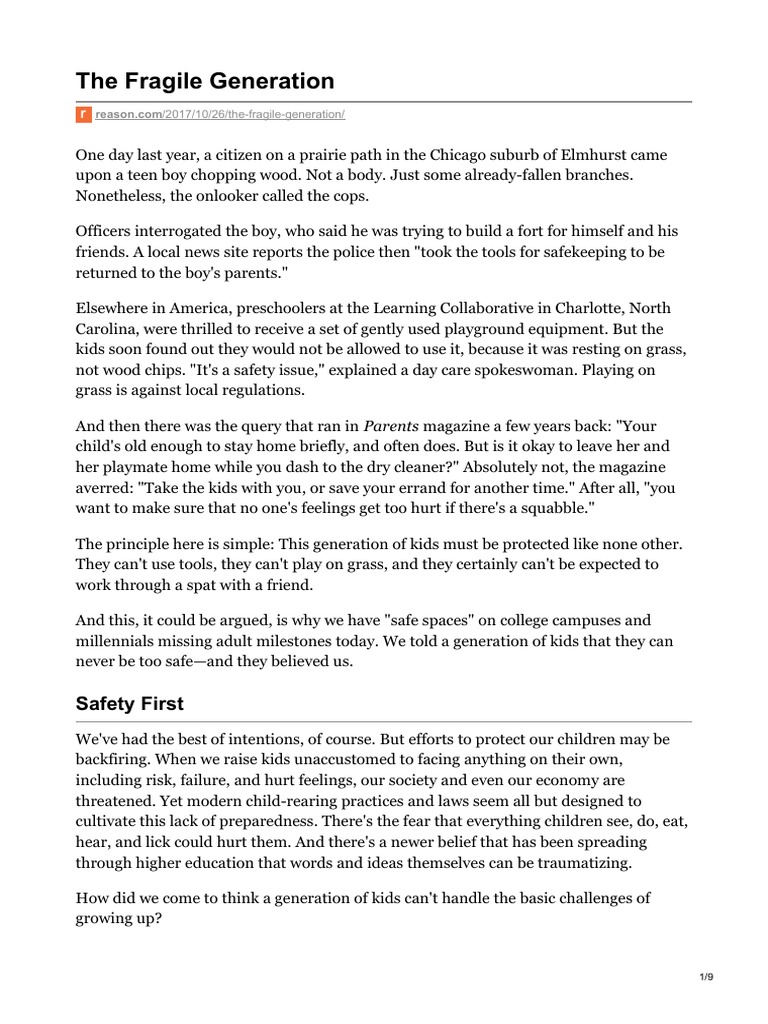 The Fragile Generation | PDF | Parenting | Relationships