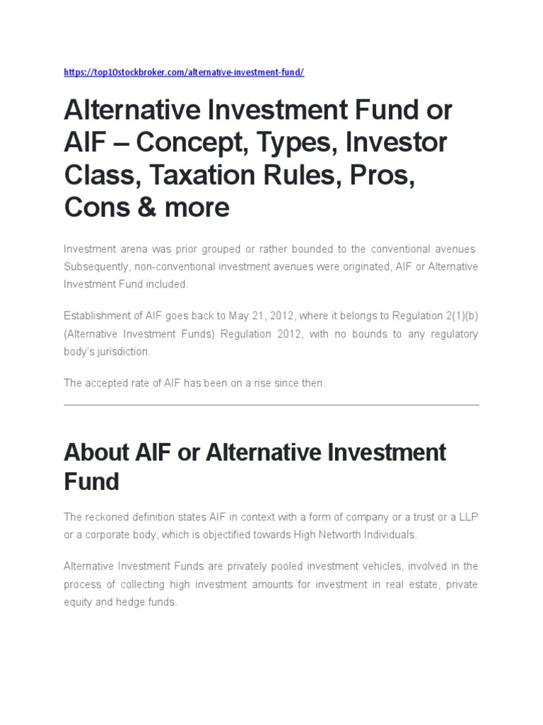 Alternate Investment Funds | PDF | Corporate Finance | Venture Capital