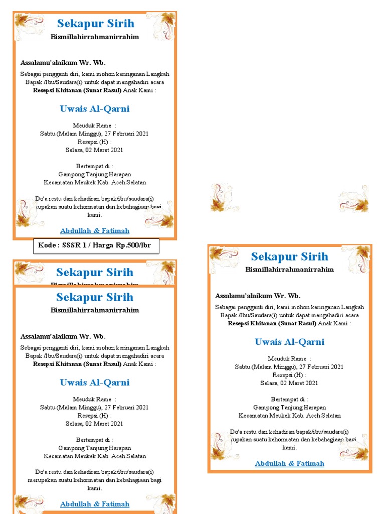 Sekapur Sirih Sunat Rasul 1 | PDF