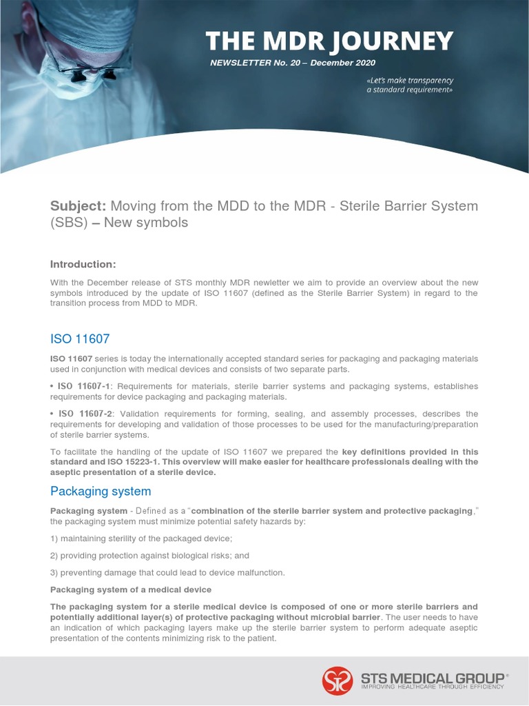 Subject: Moving From The MDD To The MDR - Sterile Barrier System | PDF ...