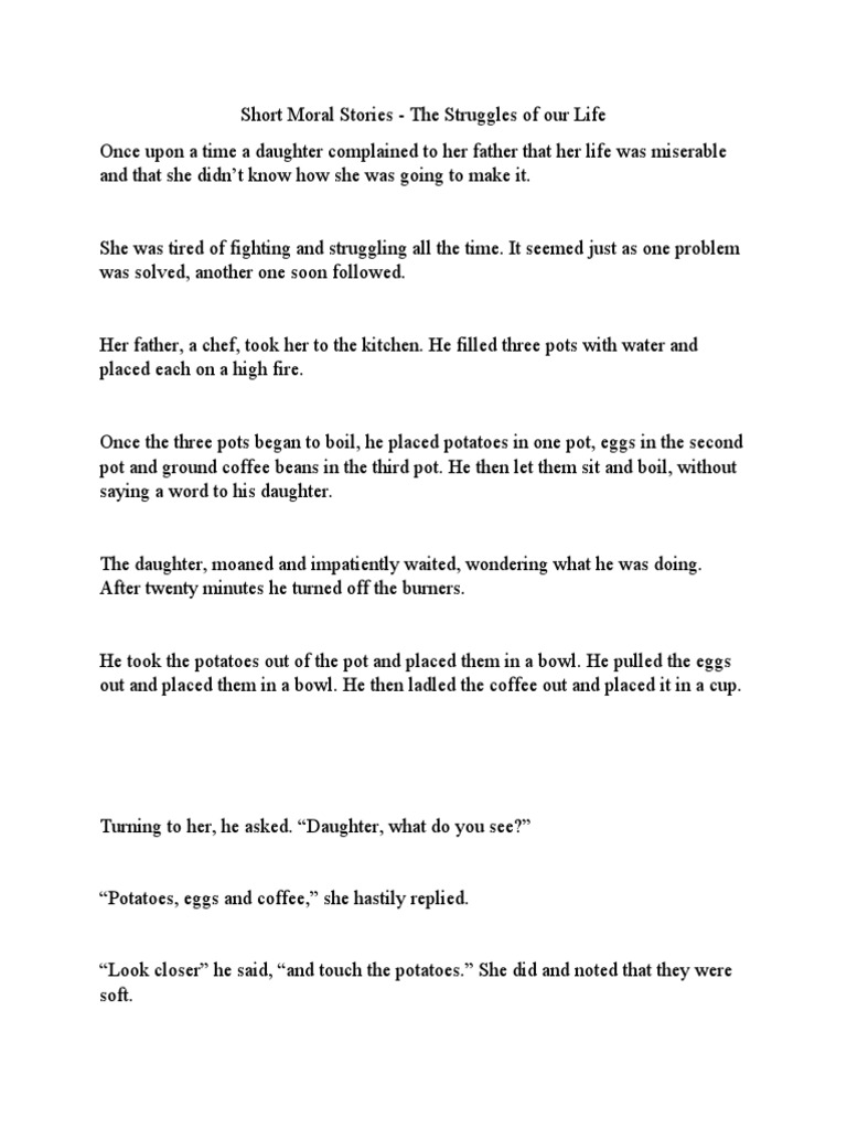 Short Moral Stories - The Struggles of Our Life | PDF