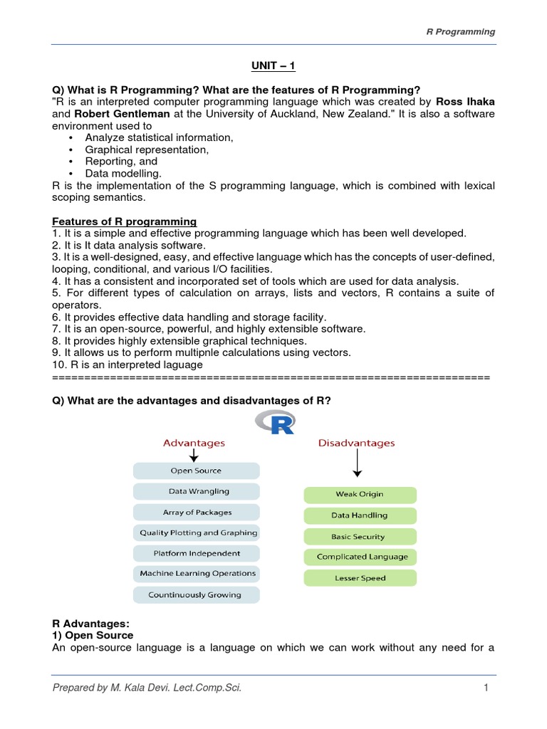 Unit - 1 Q) What Is R Programming? What Are The Features of R Programming? | PDF | Array Data ...