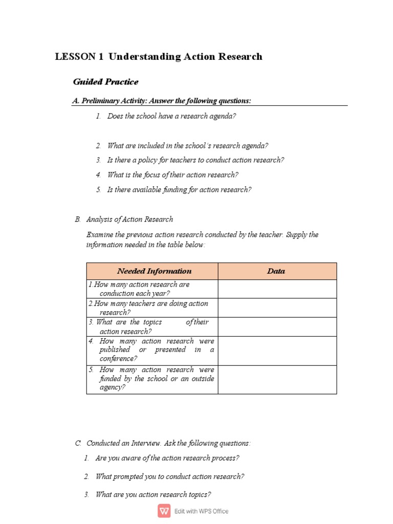 Chapter1 - AnswerSheets FS2 | PDF | Action Research | Teachers