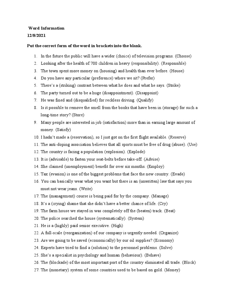 Word Information Muet 12 Aug 12 | PDF | Economies