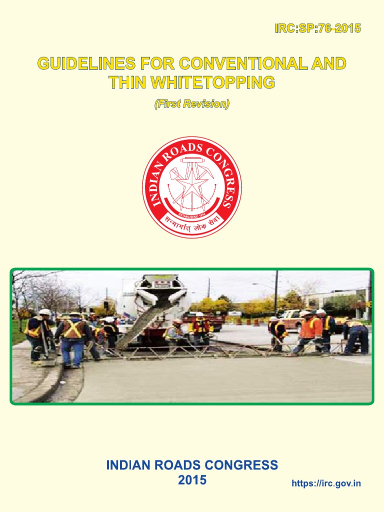 IRC SP 76-2015 Conventional - Thin Whitetopping | PDF | Concrete | Road ...