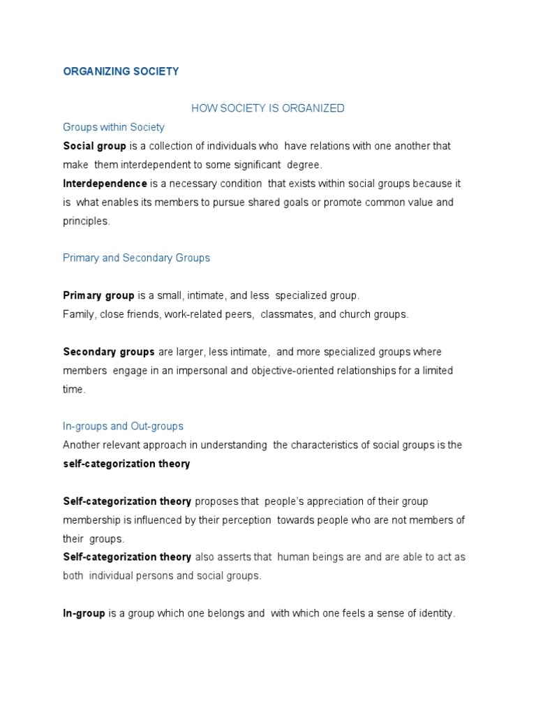 How Society Is Organized Groups Within Society | PDF | Social Group ...