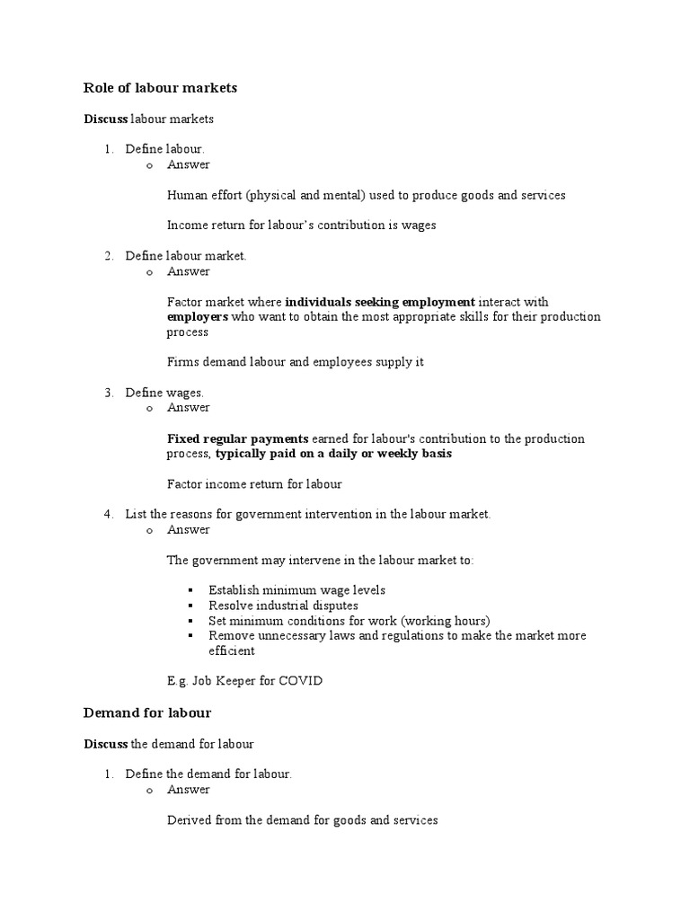 Labour Markets Complete Notes | PDF | Labour Economics | Employment