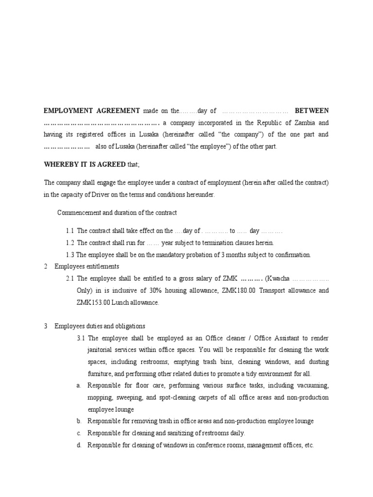 Contract CLEANER | PDF | Employment | Labor