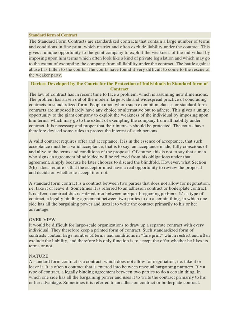 Legal Protections in Adhesion Contracts | PDF | Legal Liability | Tort