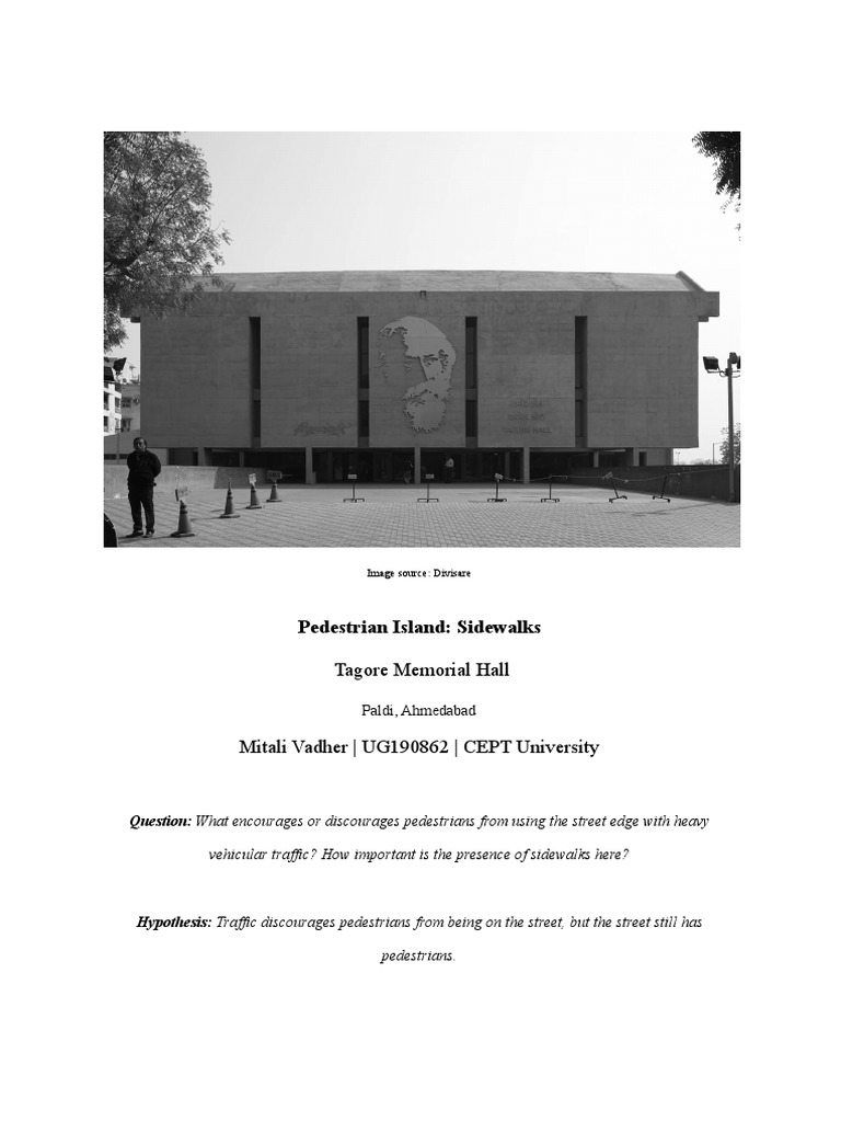Tagore Memorial Hall: Pedestrian Island: Sidewalks | PDF | Street | Traffic