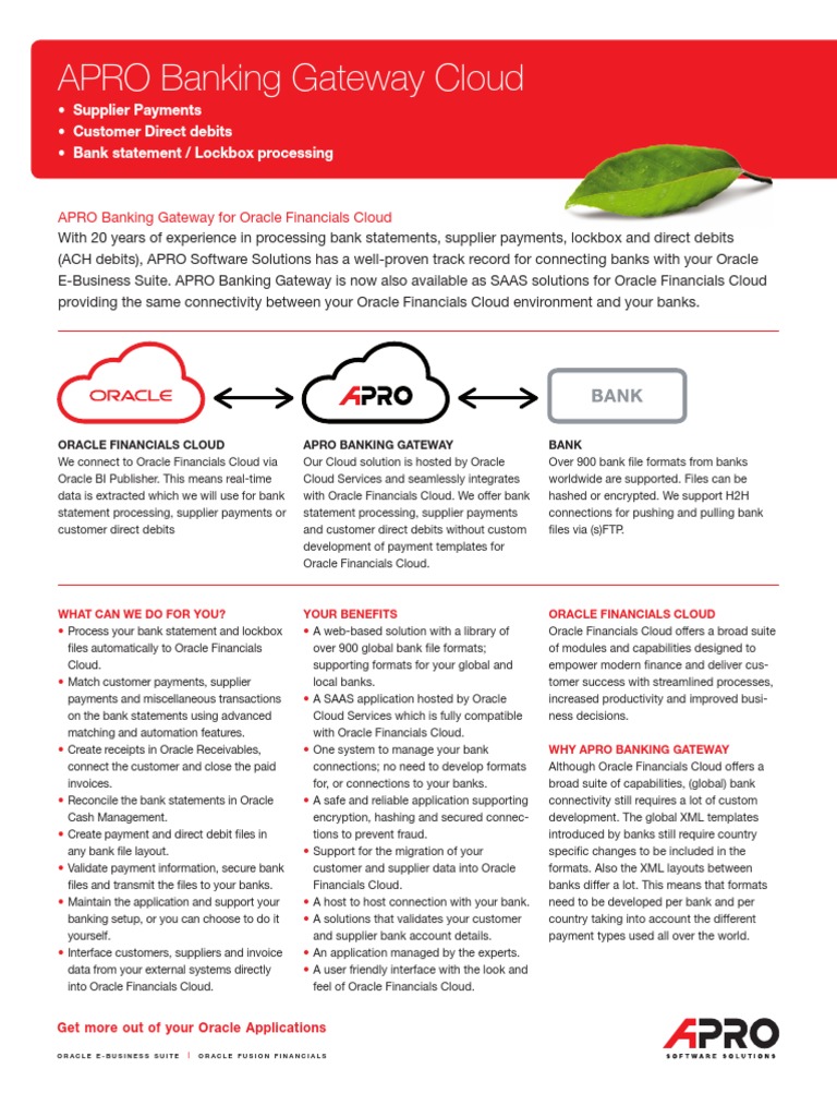 APRO Banking Gateway For Oracle Financials Cloud | PDF | Cloud ...