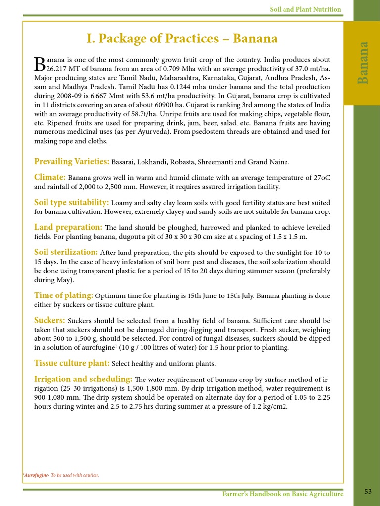 I. Package of Practices - Banana | PDF | Banana | Agriculture