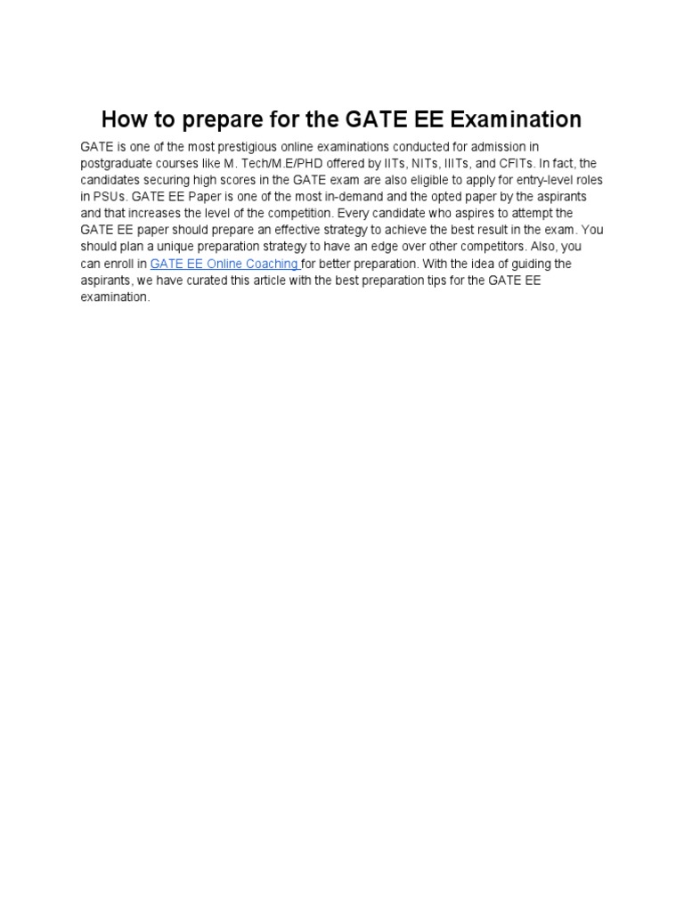 How To Prepare For GATE EE Examination | PDF