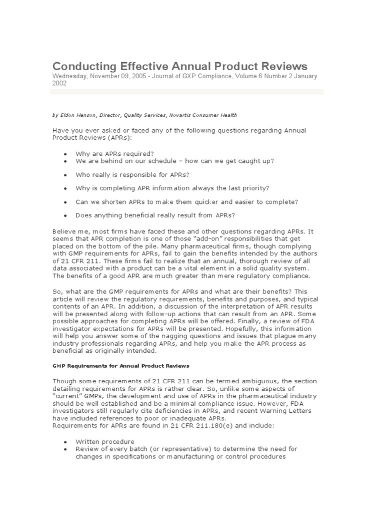 Annual Products Review | PDF | Food And Drug Administration