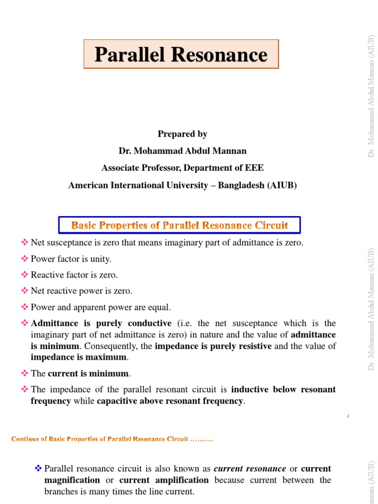 02 Parallel Resonance | PDF | Electrical Impedance | Electrical Engineering