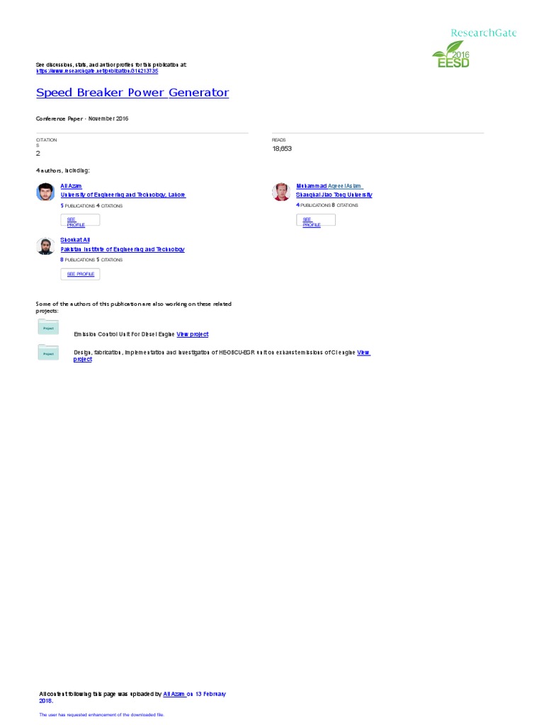 Speed Breaker Power Generator | PDF | Electricity Generation | Electric ...